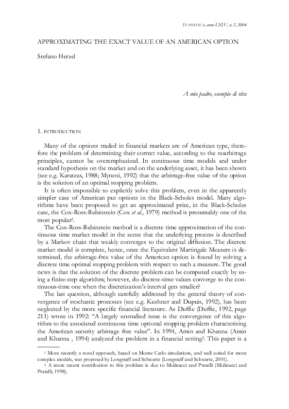 (PDF) Approximating the exact value of an American option