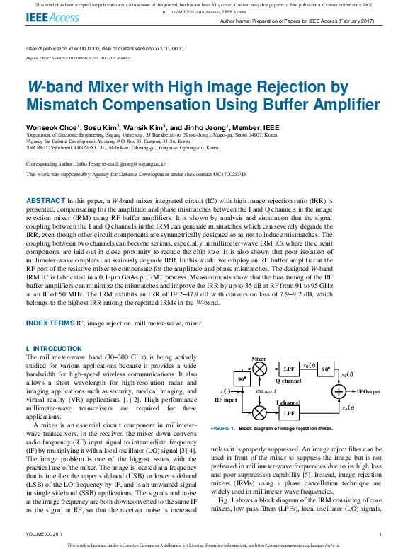 (PDF) W-band Mixer with High Image Rejection by Mismatch Compensation ...