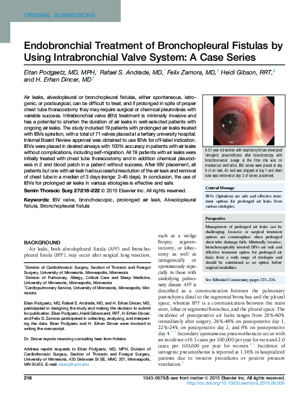 (PDF) IBV Treatment for Bronchopleural Fistulas