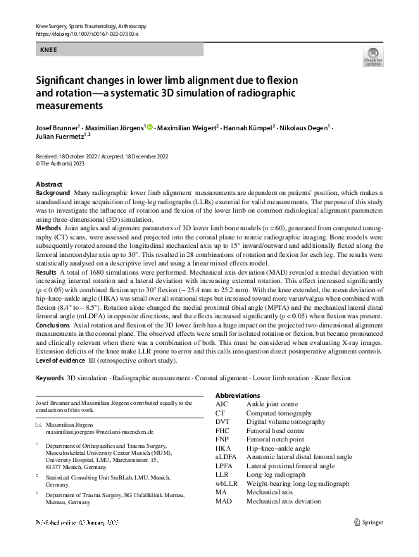 (PDF) Significant changes in lower limb alignment due to flexion and ...