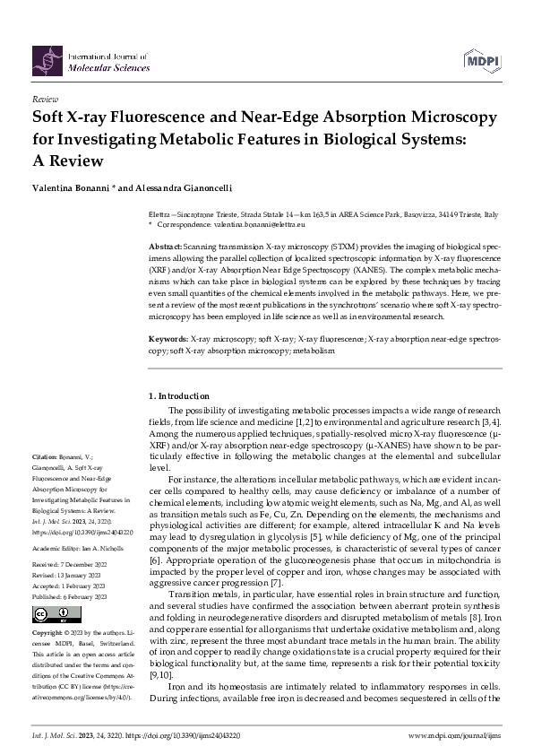 (PDF) Soft X-ray Fluorescence and Near-Edge Absorption Microscopy for Investigating Metabolic ...