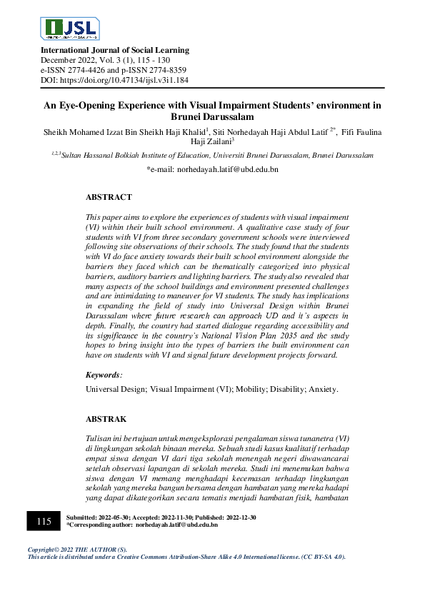 (PDF) An Eye-Opening Experience with Visual Impairment Students ...