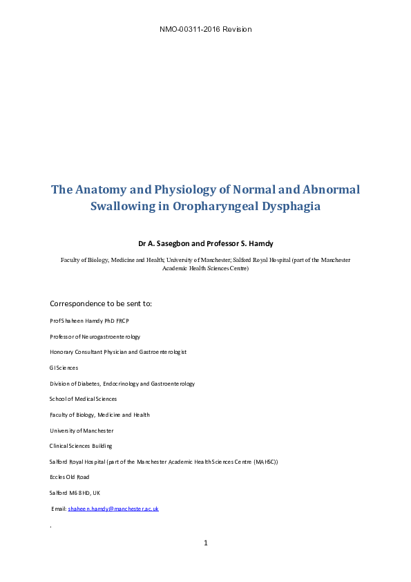 (DOC) The anatomy and physiology of normal and abnormal swallowing in ...