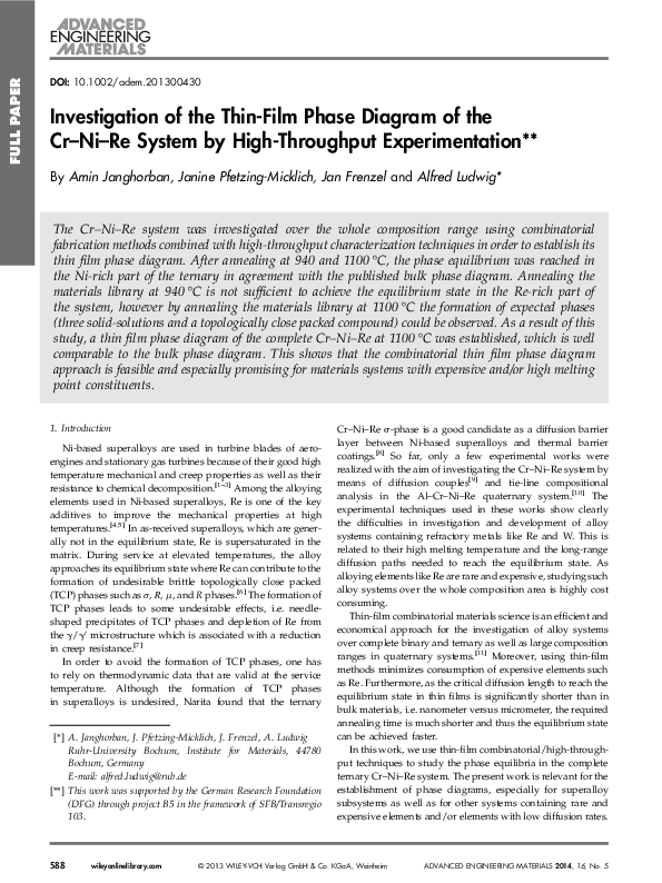 (PDF) Investigation of the Thin-Film Phase Diagram of the Cr-Ni-Re ...