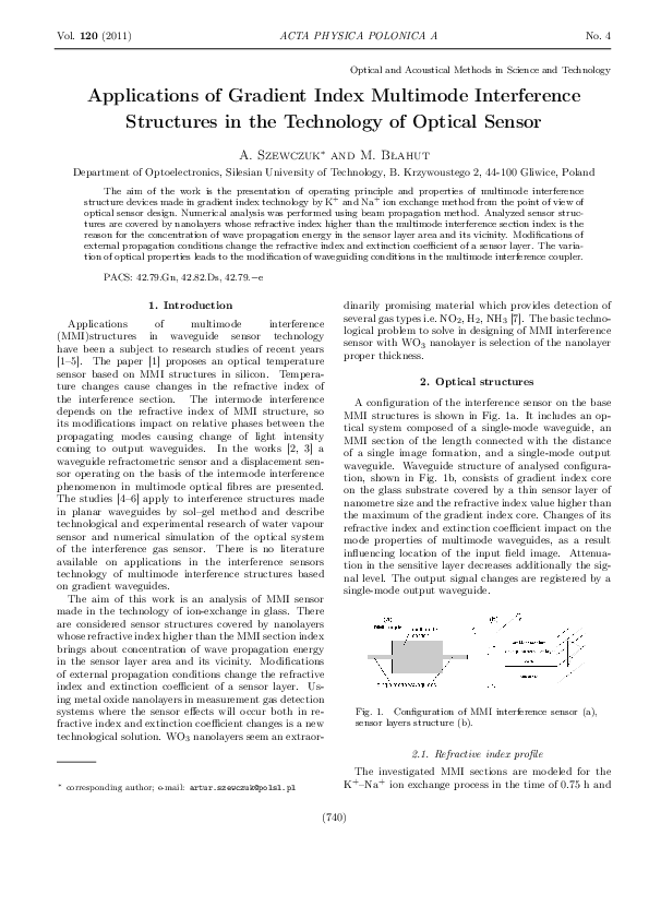 (PDF) Applications of Gradient Index Multimode Interference Structures in the Technology of ...