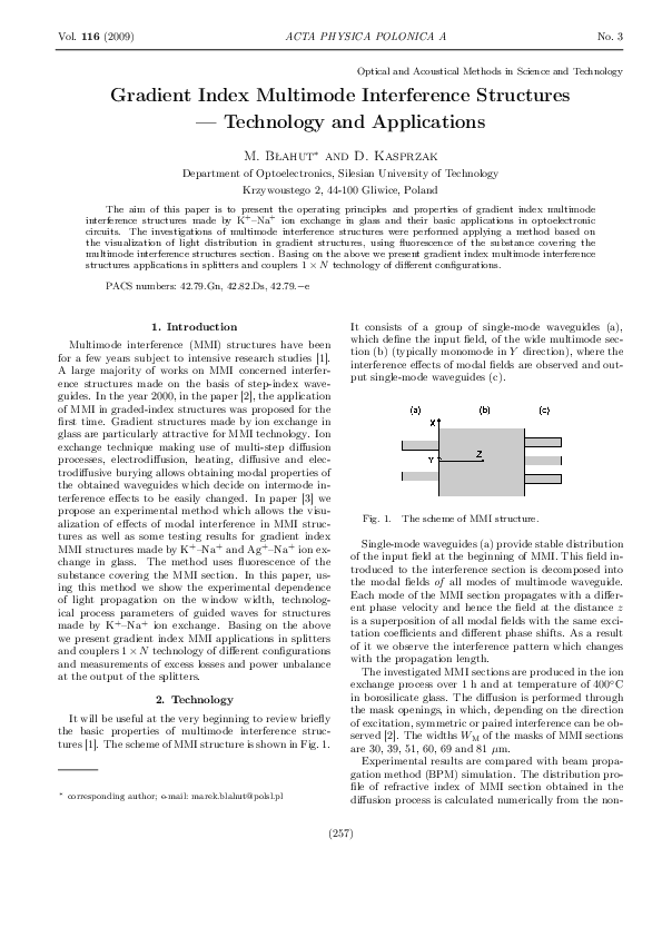 (PDF) Gradient Index Multimode Interference Structures - Technology and Applications