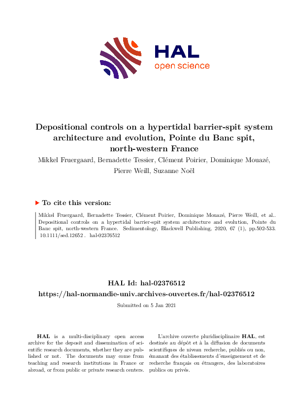 (PDF) Depositional controls on a hypertidal barrier‐spit system ...