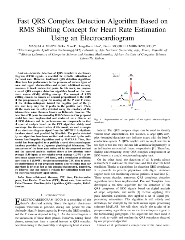 Pdf Fast Qrs Complex Detection Algorithm Based On Rms Shifting Concept For Heart Rate
