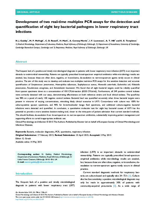 (PDF) Development of two real-time multiplex PCR assays for the detection and quantification of ...
