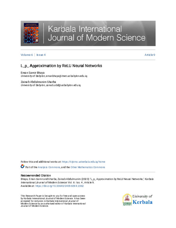 (PDF) L_p_ Approximation by ReLU Neural Networks
