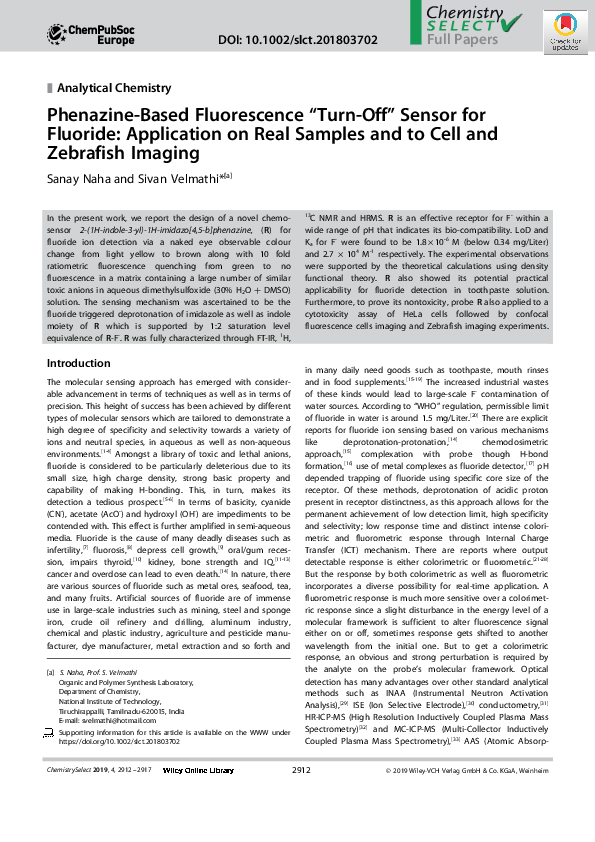 (PDF) Phenazine-Based Fluorescence “Turn-Off” Sensor for Fluoride ...