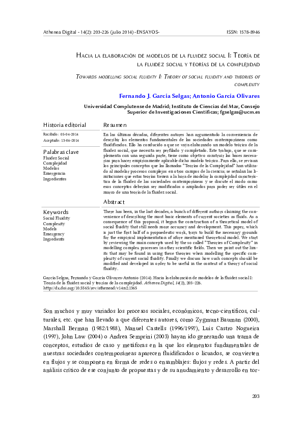 (PDF) Hacia la elaboración de modelos de la fluidez social I: Teoría de ...