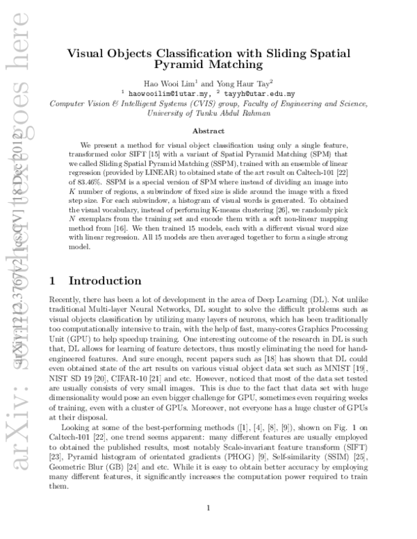 (PDF) Visual Objects Classification with Sliding Spatial Pyramid Matching