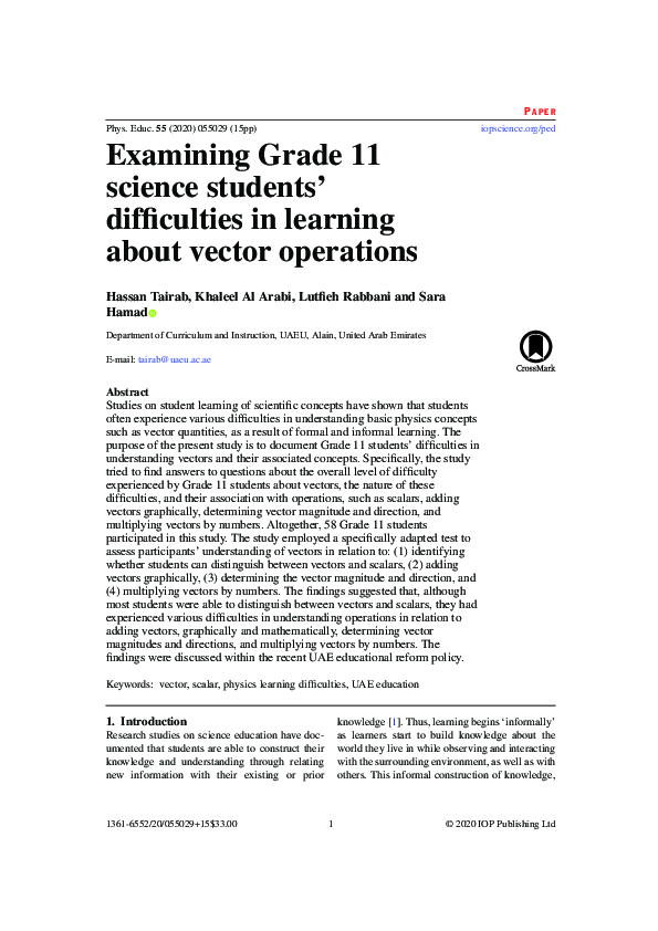 (PDF) Examining Grade 11 science students' difficulties in learning ...