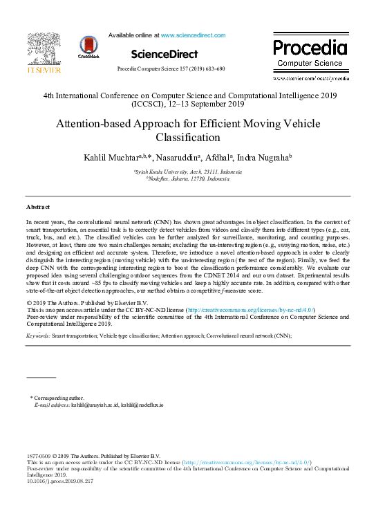 (PDF) Attention-based Approach for Efficient Moving Vehicle Classification
