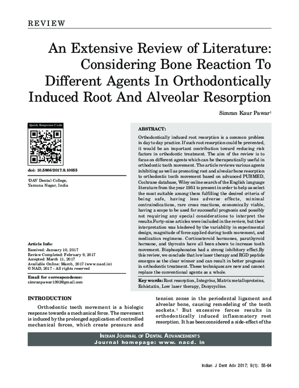 (PDF) An Extensive Review of Literature: Considering Bone Reaction To ...