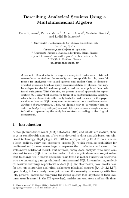 (PDF) Describing analytical sessions using a multidimensional algebra