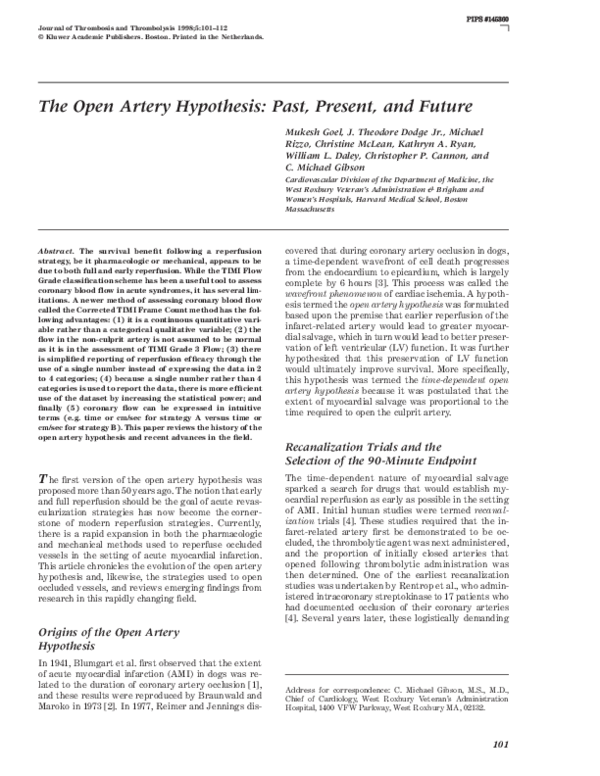 (PDF) The Open Artery Hypothesis: Past, Present, and Future