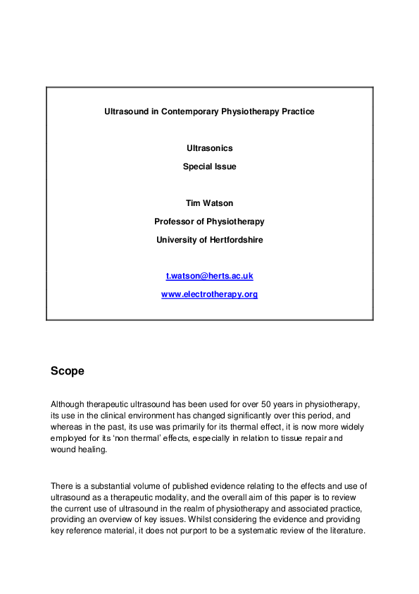 (PDF) Ultrasound in contemporary physiotherapy practice