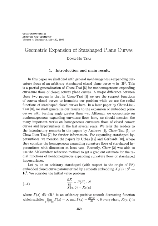 Geometric expansion of starshaped plane curves