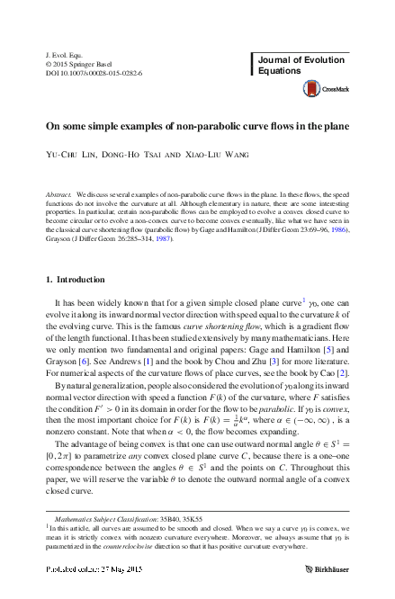 (PDF) On some simple examples of non-parabolic curve flows in the plane
