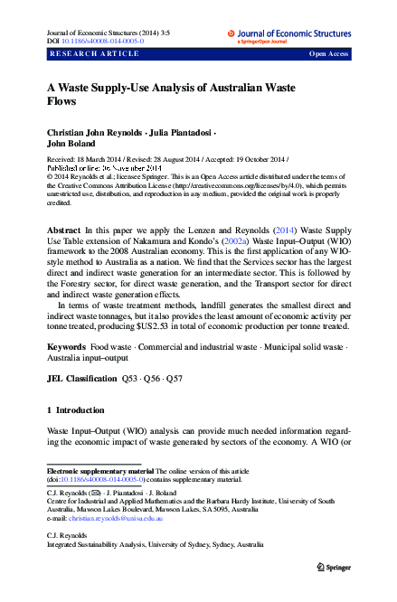 (PDF) A Waste Supply-Use Analysis of Australian Waste Flows