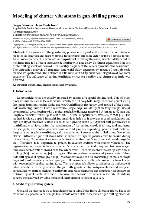 (PDF) Modeling of chatter vibrations in gun drilling process