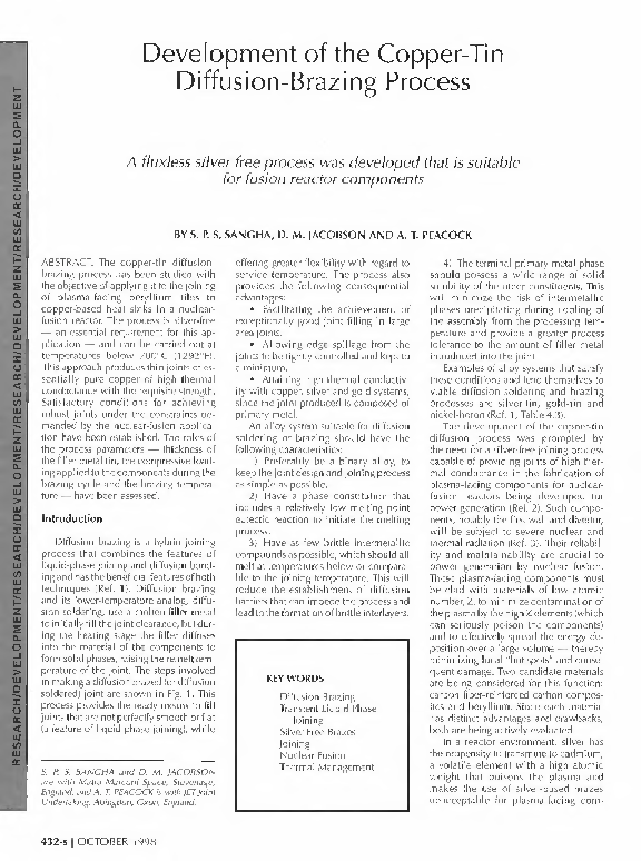 (PDF) Development of the Copper-Tin Diffusion-Brazing Process