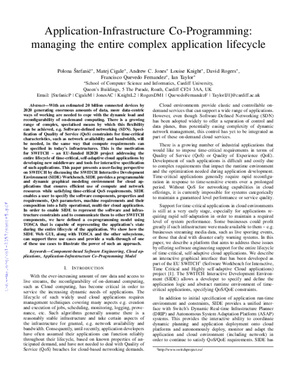 (PDF) Application-Infrastructure Co-Programming: Managing the Entire Complex Application Lifecycle