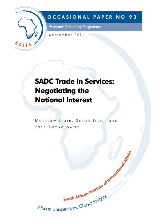 (PDF) SADC Trade in Services: Negotiating the National Interest