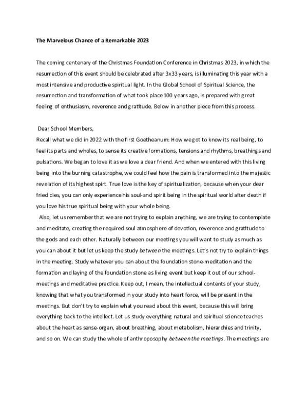 (DOC) The Marvelous Chance of a Remarkable 2023