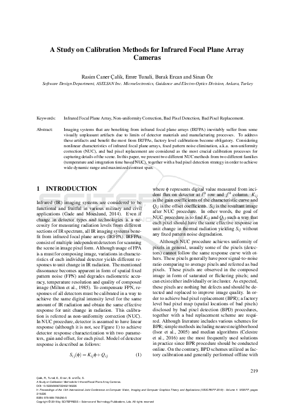 (PDF) A Study on Calibration Methods for Infrared Focal Plane Array Cameras