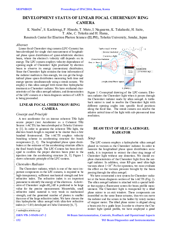 (PDF) Development Status of Linear Focal Cherenkov Ring Camera