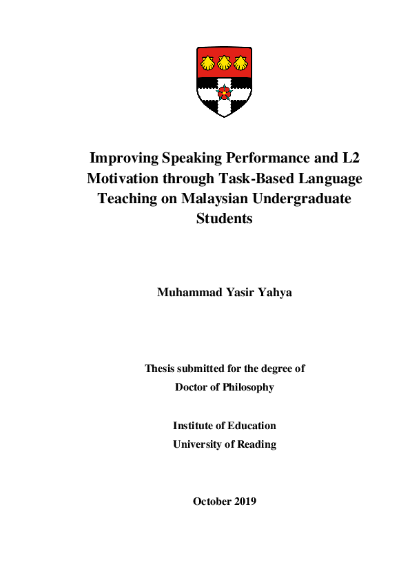 (PDF) Improving speaking performance and L2 motivation through task-based language teaching on ...