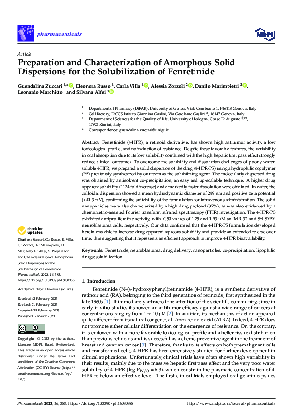 (PDF) Preparation and Characterization of Amorphous Solid Dispersions for the Solubilization of ...
