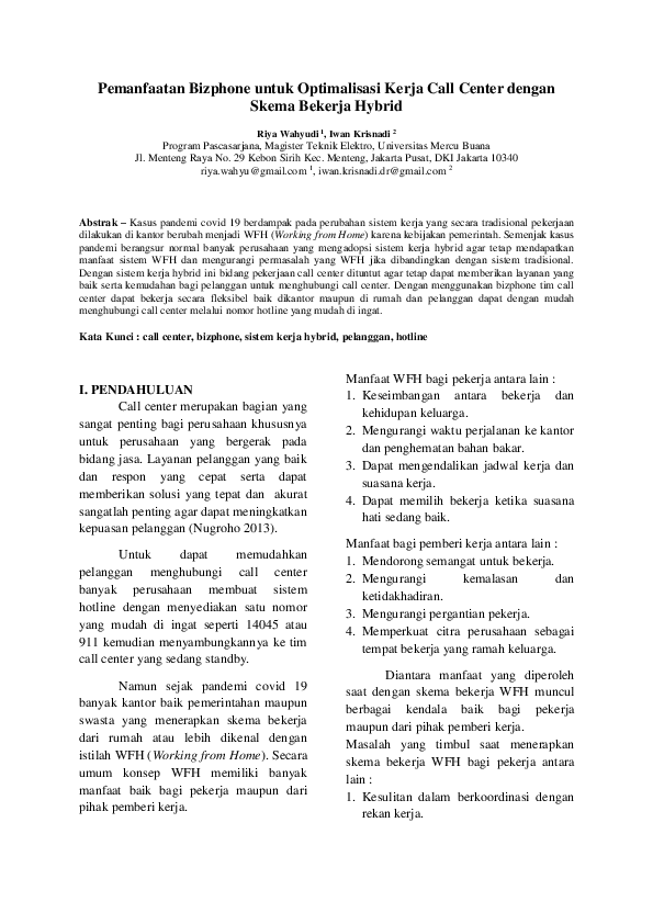 (PDF) Pemanfaatan Bizphone untuk Optimalisasi Kerja Call Center dengan ...