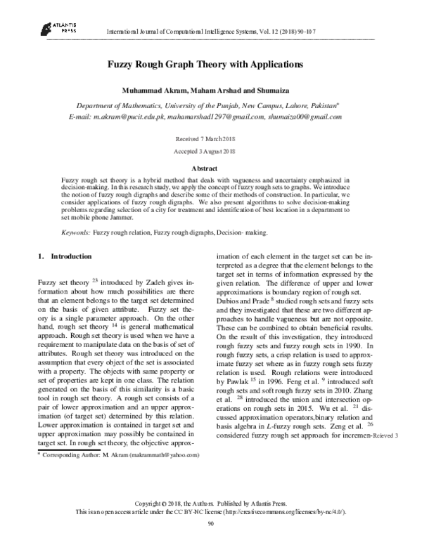 (PDF) Fuzzy Rough Graph Theory with Applications