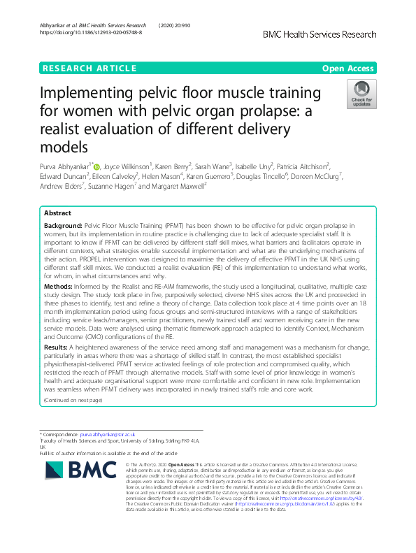 (PDF) Implementing pelvic floor muscle training for women with pelvic ...