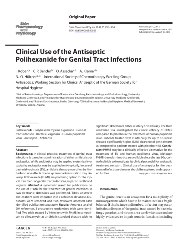 (PDF) Clinical Use of the Antiseptic Polihexanide for Genital Tract ...