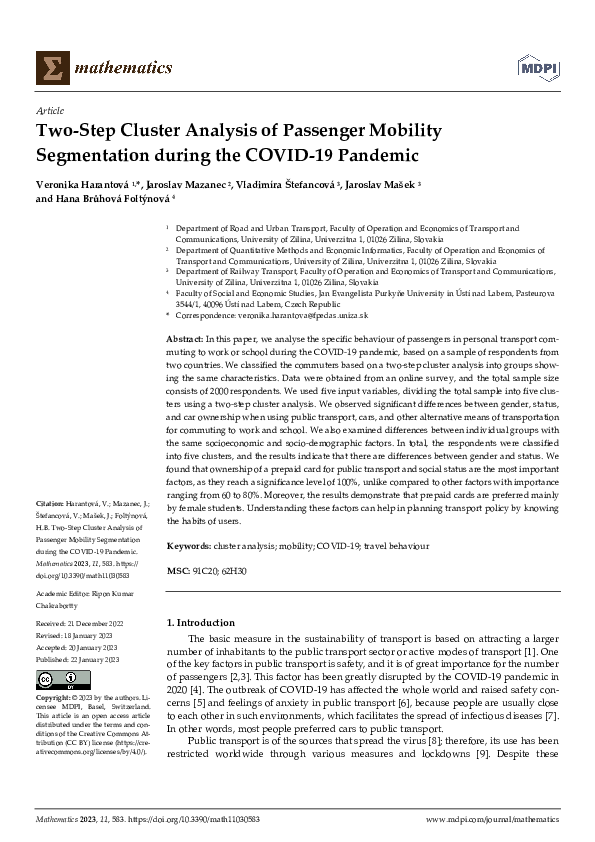 (PDF) Two-Step Cluster Analysis of Passenger Mobility Segmentation ...