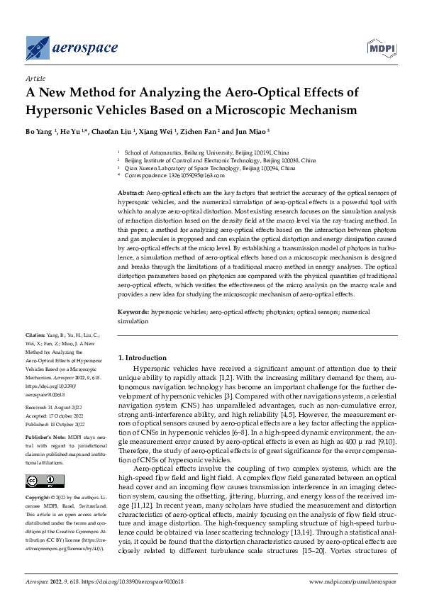 (PDF) A New Method for Analyzing the Aero-Optical Effects of Hypersonic ...