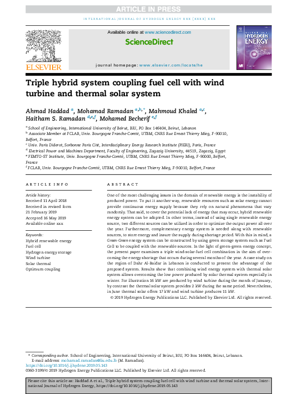(PDF) Triple hybrid system coupling fuel cell with wind turbine and ...
