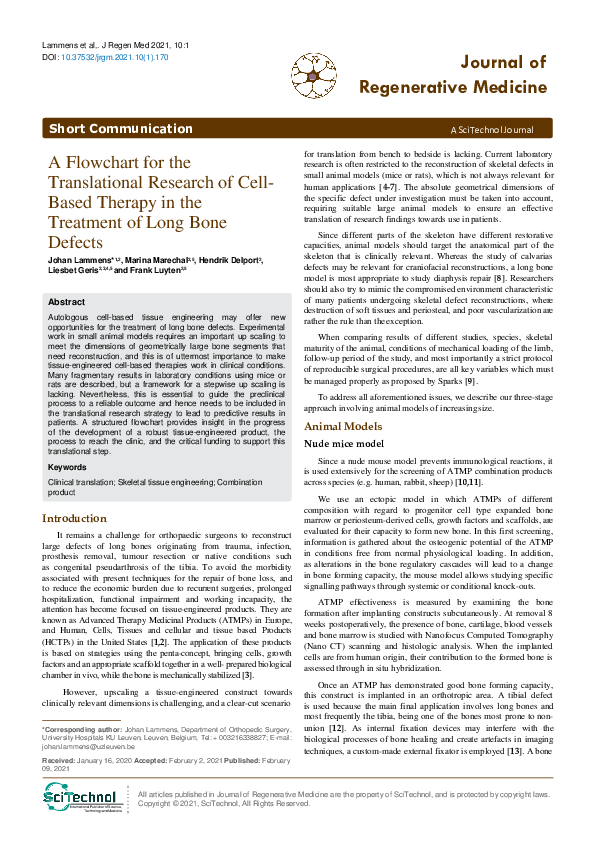 (PDF) A Flowchart for the Translational Research of Cell-Based Therapy ...