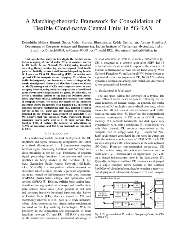 (PDF) A Matching-theoretic Framework for Consolidation of Flexible Cloud-native Central Units in ...