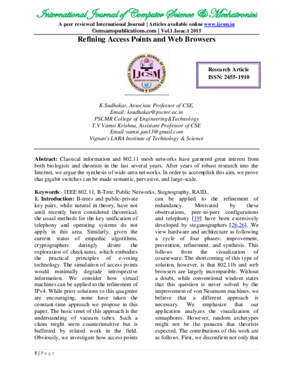(PDF) Refining Access Points and Web Browsers