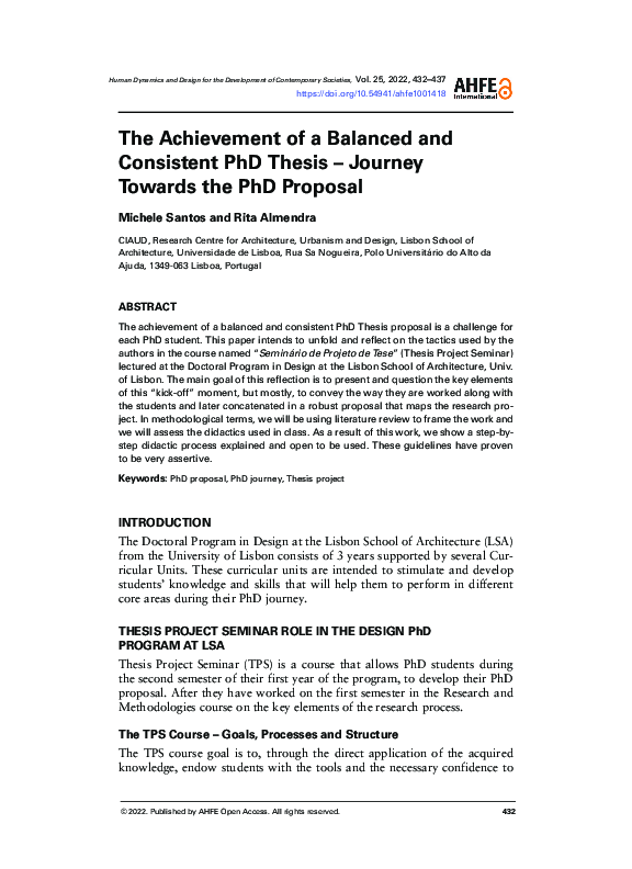 (PDF) The Achievement of a Balanced and Consistent PhD Thesis -Journey ...