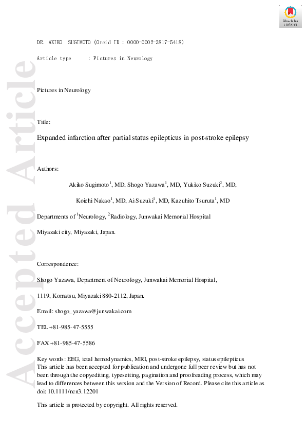 (PDF) Expanded infarction after partial status epilepticus in ...