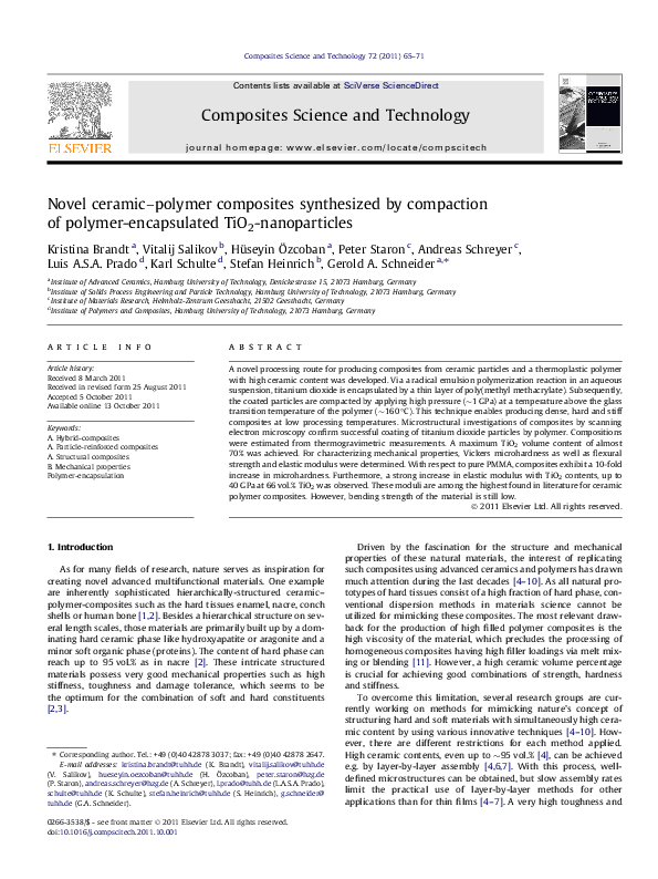 (PDF) Novel ceramic–polymer composites synthesized by compaction of ...