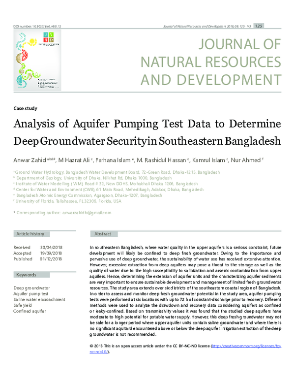 (PDF) Analysis of Aquifer Pumping Test Data to Determine Deep ...