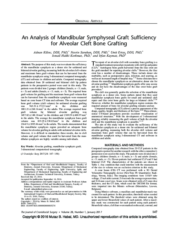(PDF) An Analysis of Mandibular Symphyseal Graft Sufficiency for ...